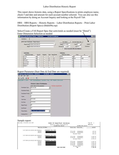 Labor Distribution Historic Report
