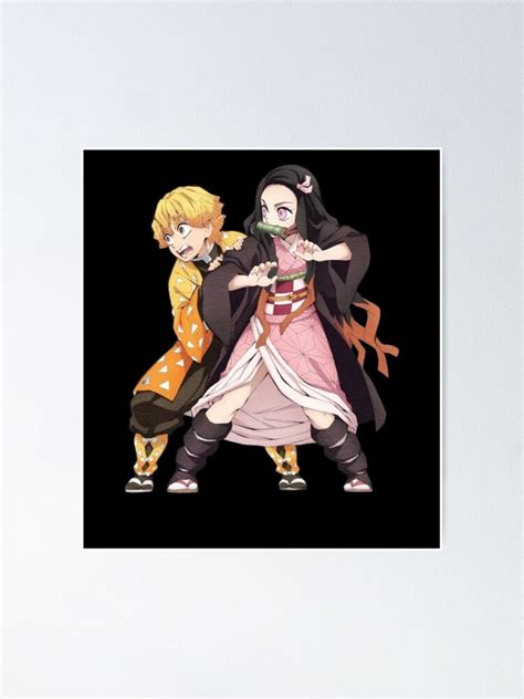 Nezuko Kamado And Agatsuma Zenitsu Poster For Sale By Mastredesign Redbubble