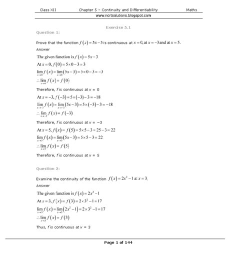 Ch 05 Continuity Differentiability Exercise 5 Question 1 Prove That
