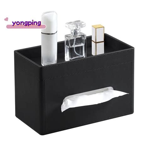 ฝาครอบกล่องกระดาษทิชชูขนาดพลัสสี่เหลี่ยมผืนผ้า ที่ใส่กล่องกระดาษทิชชูหนัง ปู่ พร้อมถาดเก็บของ
