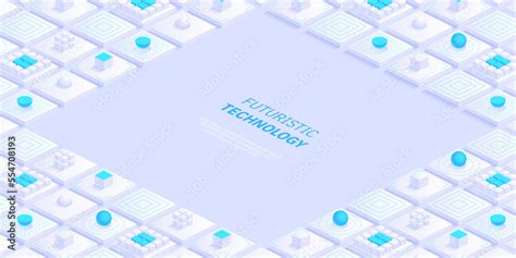 isometric futuristic information technology blockchain concept big