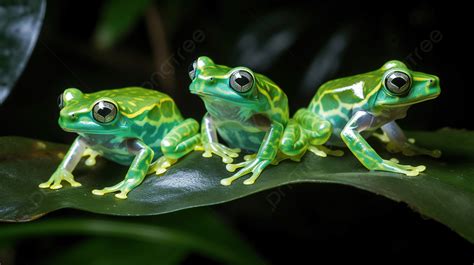 잎 위에 앉아 있는 세 개의 녹색 개구리 유리 개구리의 사진 개구리 자연 배경 일러스트 및 사진 무료 다운로드 Pngtree