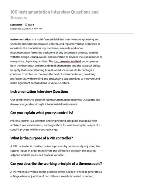 100 Instrumentation Interview Questions And Answers Pdf Flow Measurement Instrumentation