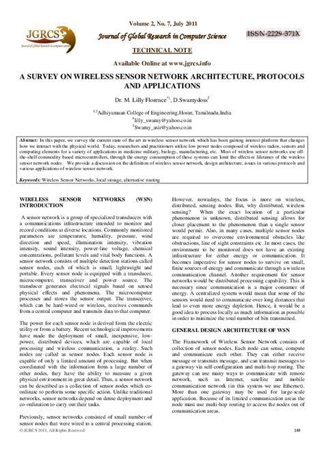 Pdf A Survey On Wireless Sensor Network Architecture Protocols And