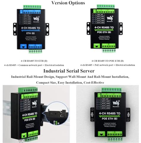 electronikz waveshare 4 ch rs485 to rj45 ethernet serial server