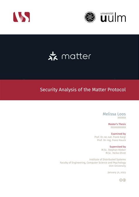Pdf Security Analysis Of The Matter Protocol