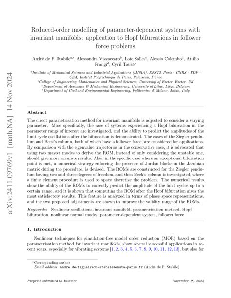 Pdf Reduced Order Modelling Of Parameter Dependent Systems With Invariant Manifolds