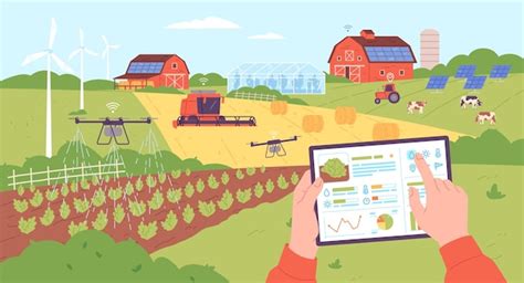 Premium Vector Smart Farming Management Digital Control Agriculture And Weather Monitoring