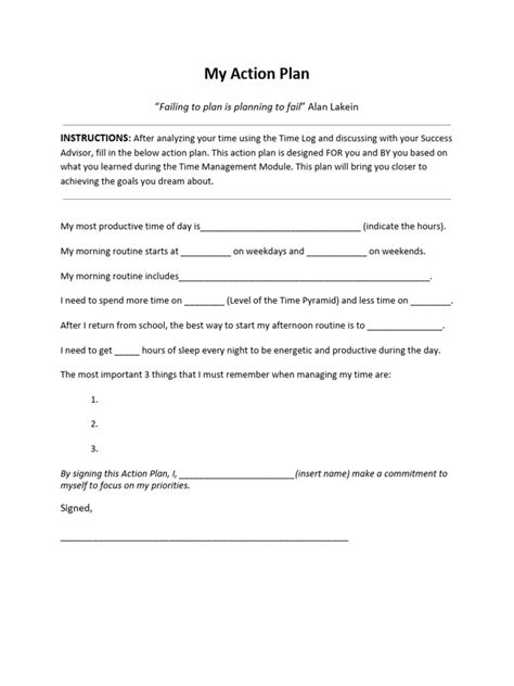My Action Plan Pdf