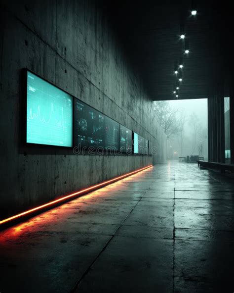 Smart Grid Command Interface In Modern Industrial Office Interior Stock