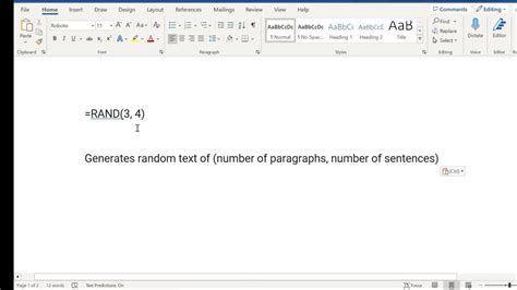how to generate random text in word youtube