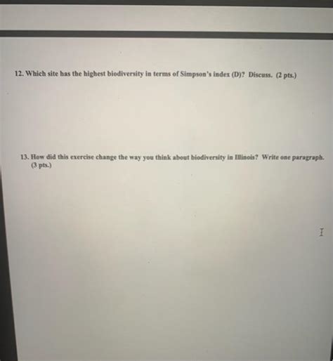 Solved 11 Calculate Simpsons Index D For Insect