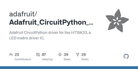Github Adafruitadafruitcircuitpythonht16k33 Adafruit Circuitpython Driver For The Ht16k33