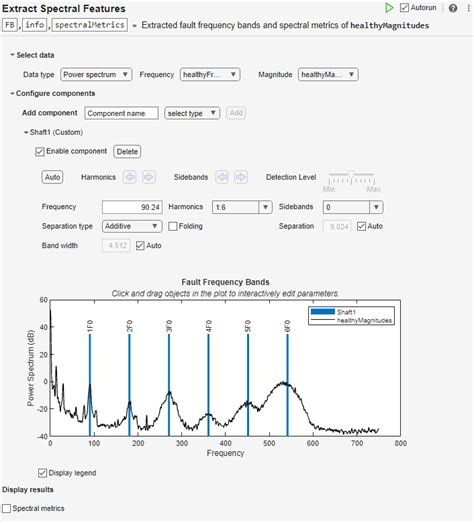 analyze gear train data and extract spectral features using live editor tasks matlab