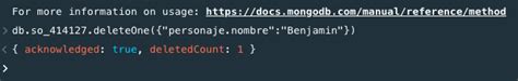 mongodb Como borrar un documento de una colección segun el objeto interno Stack Overflow en