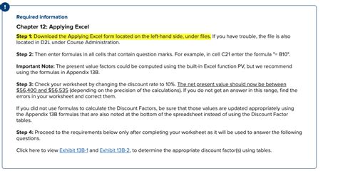 Solved Required Information Chapter Applying Excel Step Chegg Com