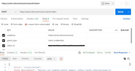 xm cloud service not enabled within domain auth