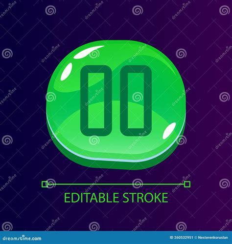 Pause Glossy Ui Button With Linear Icon Stock Vector Illustration Of