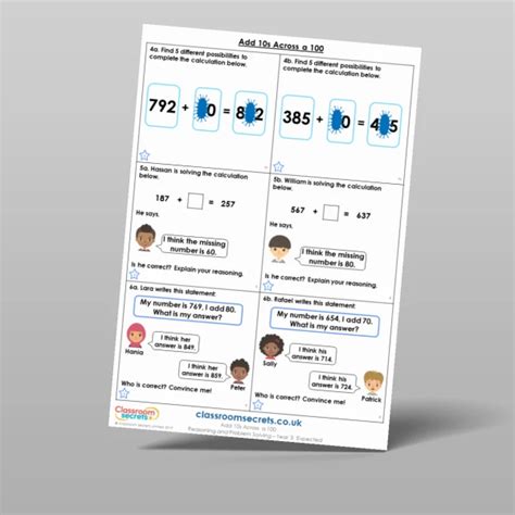 Year 3 Subtract 10s Across A 100 Reasoning And Problem Solving Resource Classroom Secrets