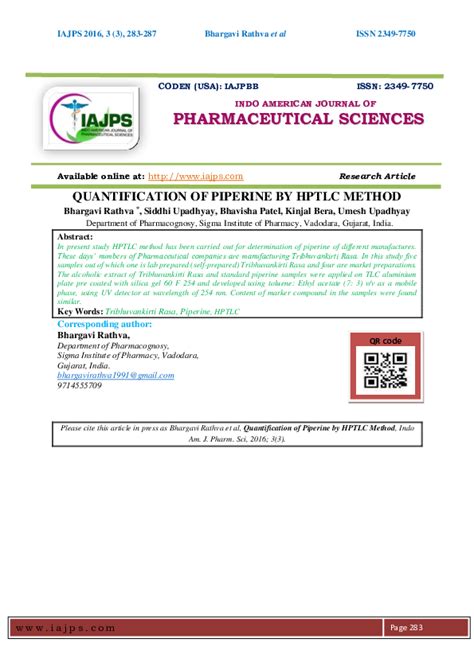 Pdf Quantification Of Piperine By Hptlc Method