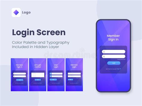 Login Screen App Ui Kit Including As Sign In Log In Get Started For