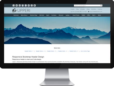 Responsive Bootstrap Header Design Upperi Navigation Solution
