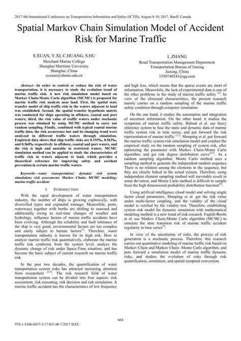Pdf Spatial Markov Chain Simulation Model Of Accident Risk For Marine Traffic