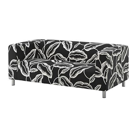 Ikea Klippan Slipcover Loveseat Sofa Cover Avsiktlig Black White Leaf
