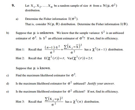 Solved Let X1 X2 Xn Be A Random Sample Of Size N From