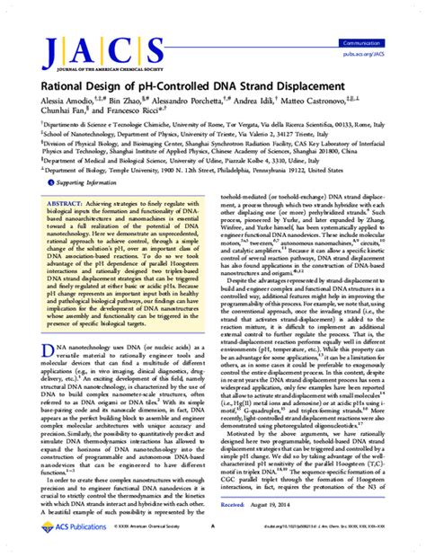 Pdf Rational Design Of Ph Controlled Dna Strand Displacement