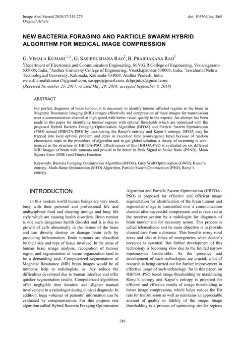 Pdf New Bacteria Foraging And Particle Swarm Hybrid Algorithm For