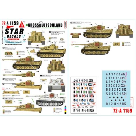 172 Tiger I Tank Decals Grossdeutschland Division Early Mid And