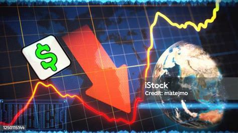 세계 세계와 가상 현실 인포그래픽에 미래의 성능을 표현하는 달러 기호 아이콘과 여러 가지 색상 라인 그래프 디자인과 빨간색 화살표 0명에 대한 스톡 사진 및 기타 이미지