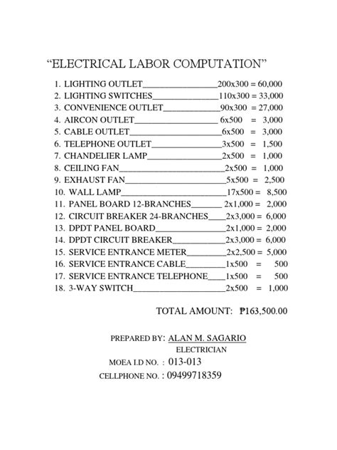 Electrical Labor Computation Pdf
