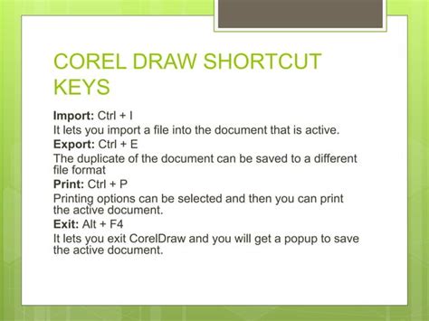 Corel Draw Shortcut Keys PPT