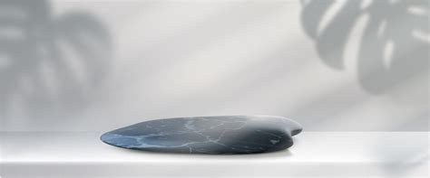 식물 그림자가 있는 벽 배경에 있는 현실적인 검정 대리석 돌 플랫폼 고급 미용 제품 프레젠테이션 인테리어 디자인 액세서리 스파 살롱 배너를 위한 천연 암석의 벡터 그림