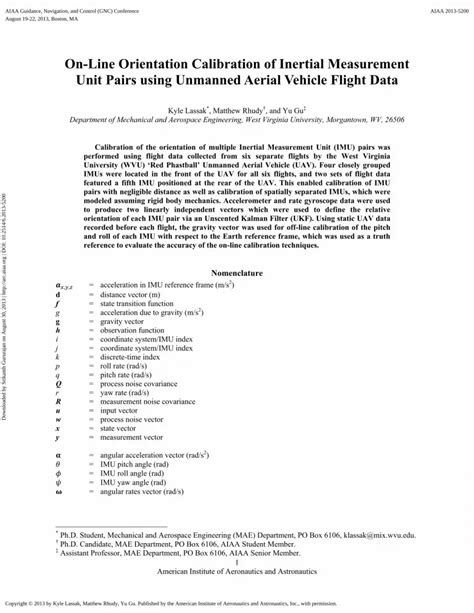 Pdf On Line Orientation Calibration Of Inertial Measurement Unit