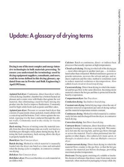 Drying Glossary Powder And Bulk Engineering Magazine