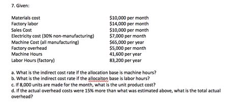 Solved Given A What Is The Indirect Cost Rate If The Chegg Com