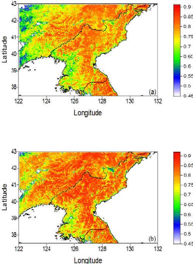 Ndvi Image In North Korea A 1st 10th September 2002 B 1st 10th Download Scientific Diagram