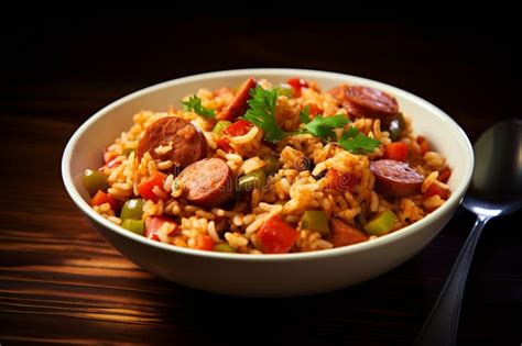 Jambalaya Creole And Cajun Rice Dish With Meat And Vegetables Stock