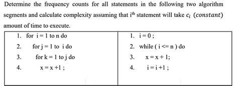 Solved Determine The Frequency Counts For All Statements In The Following 2 Answers