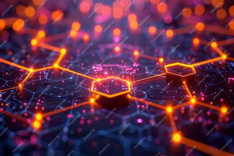 Premium Photo Technological Schematic Design Featuring Nodes And