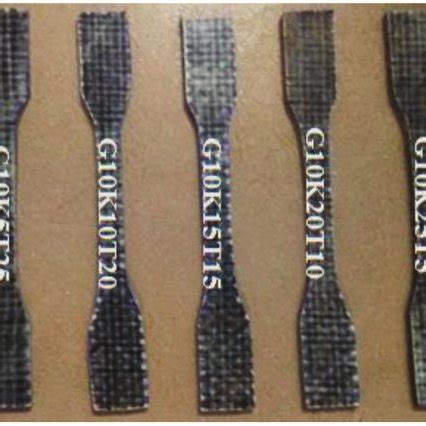 Tensile Test Specimens Cut From The Fabricated Composite Plate Download Scientific Diagram