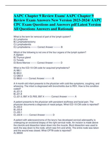 AAPC Chapter Review Exam AAPC Chapter Review Exam Answers New Version AAPC CPC Exam