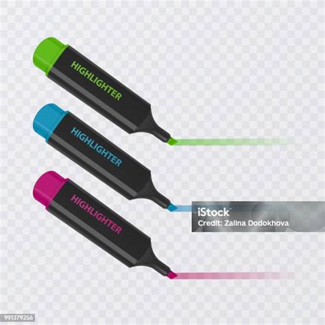 밝고 컬러 형광펜 표시와 투명 한 배경 벡터 일러스트 레이 션에 현실적인 마커 컬렉션 계획에 대한 스톡 벡터 아트 및 기타 이미지 계획 고름 낙서 패턴 Istock