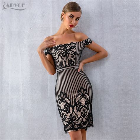 Adyce 2019 New Summer Bandage Dress Women Vestidos Sexy Black Lace Off