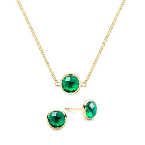 Grand 1 Emerald Necklace And Earrings Set In 14k Gold May