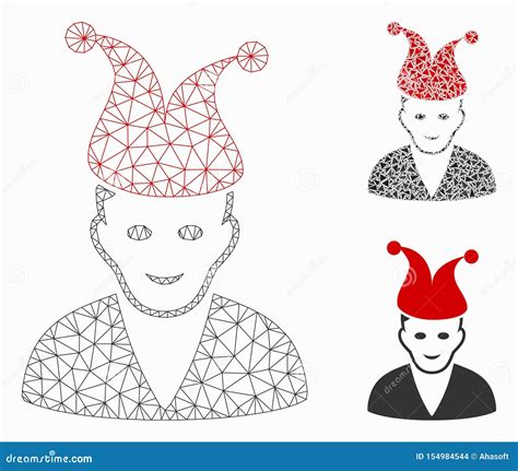Joker Vector Mesh Carcass Model And Triangle Mosaic Icon Stock Vector
