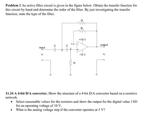 Problem 1 ﻿an Active Filter Circuit Is Given In The